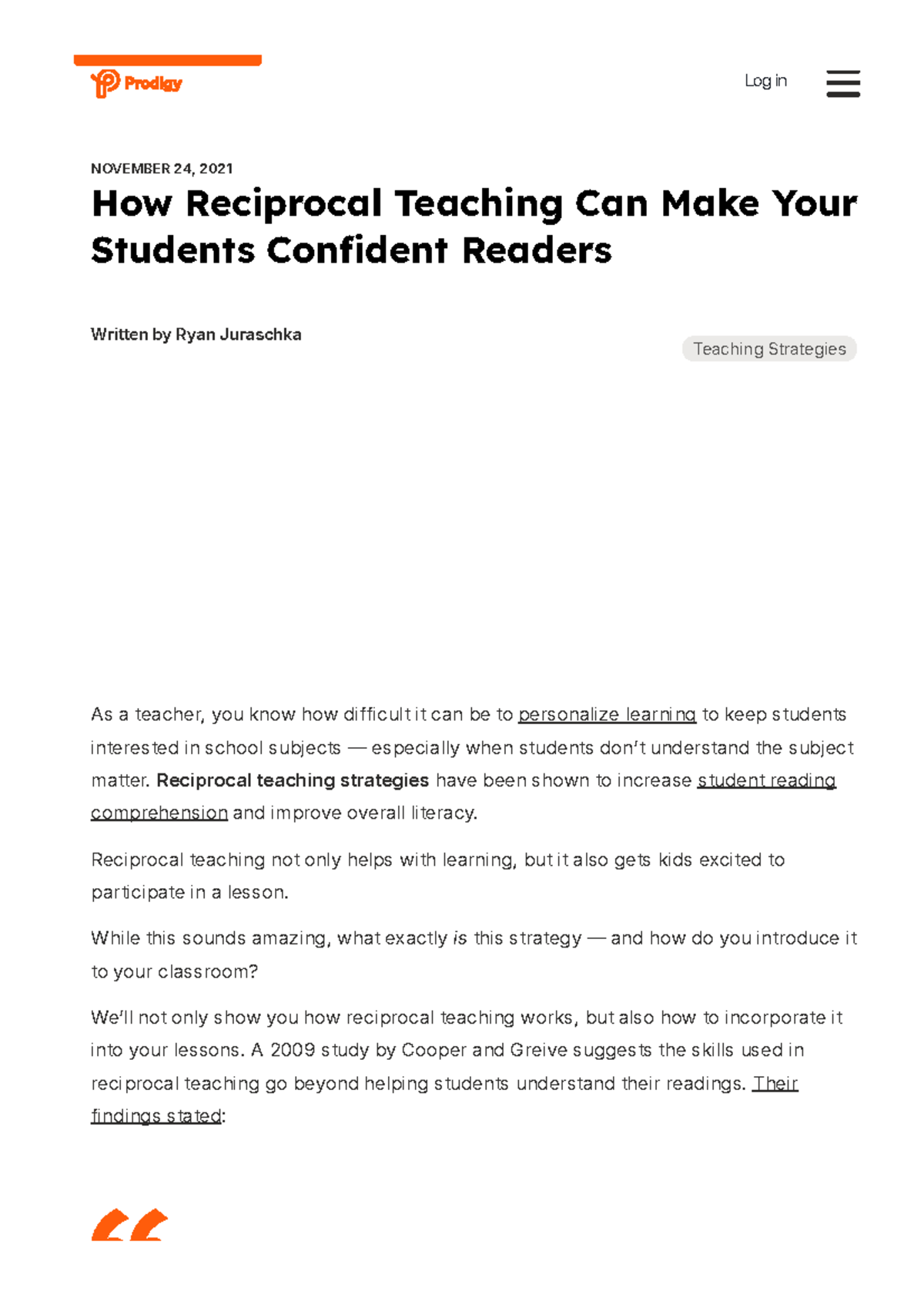 Reciprocal Teaching - Log in As a teacher, you know how difficult it ...