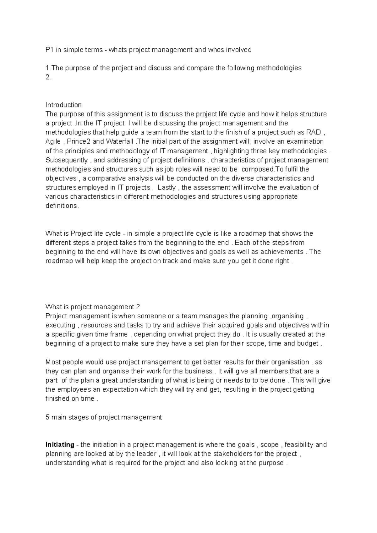 Unit 9 Managint systme s - P1 in simple terms - whats project ...