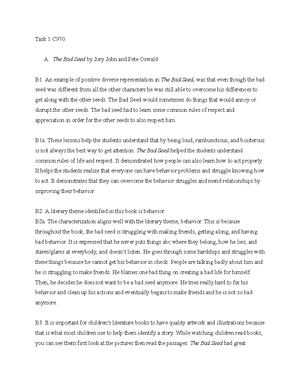 D165 task 2 - pass - D165 Task 2 A. Identify three K–6-grade level ...