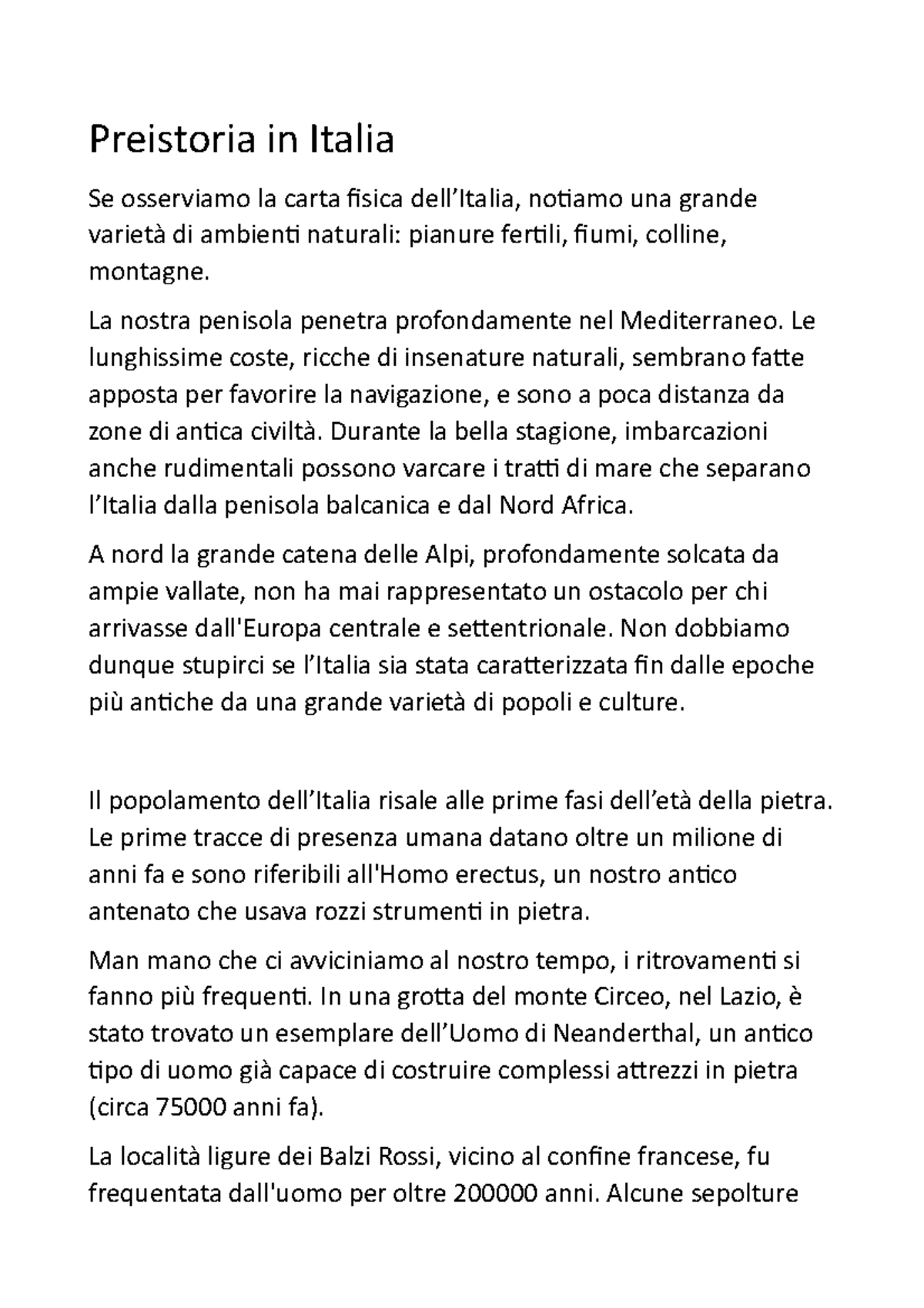 Preistoria in Italia - Appunti di storia antica, moderna e ...