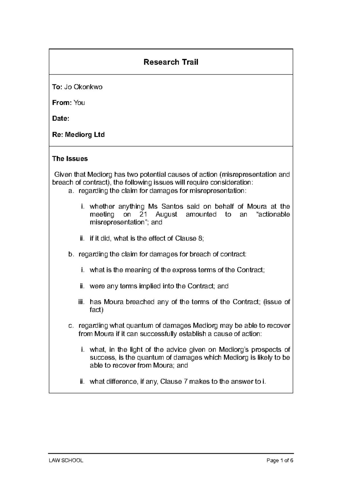 BTC OPW WS1 Apply Mediorg Research trail - Research Trail To: Jo ...