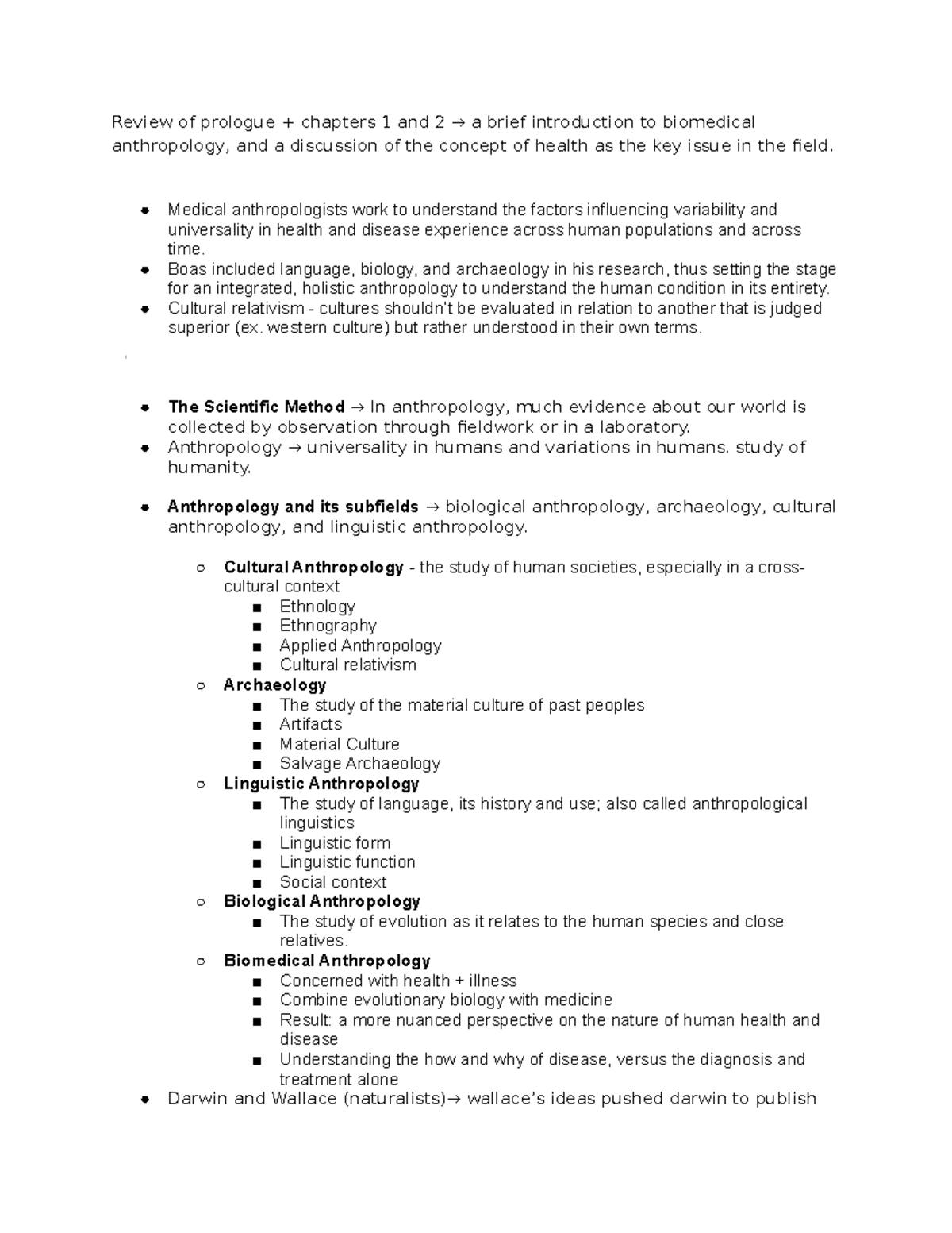 Biomed notes 1 - aronsen - Review of prologue + chapters 1 and 2 → a ...