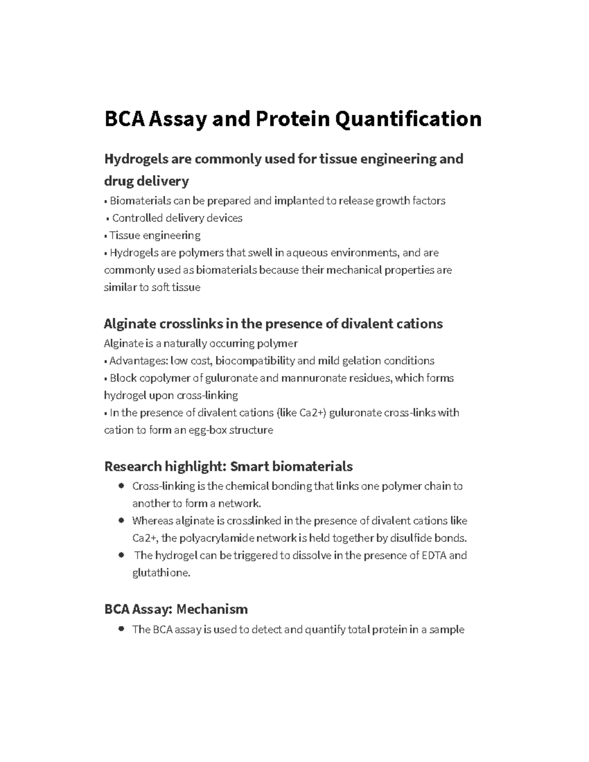 BCA Assay and Protein Quantification(notes) - BCA Assay and Protein ...