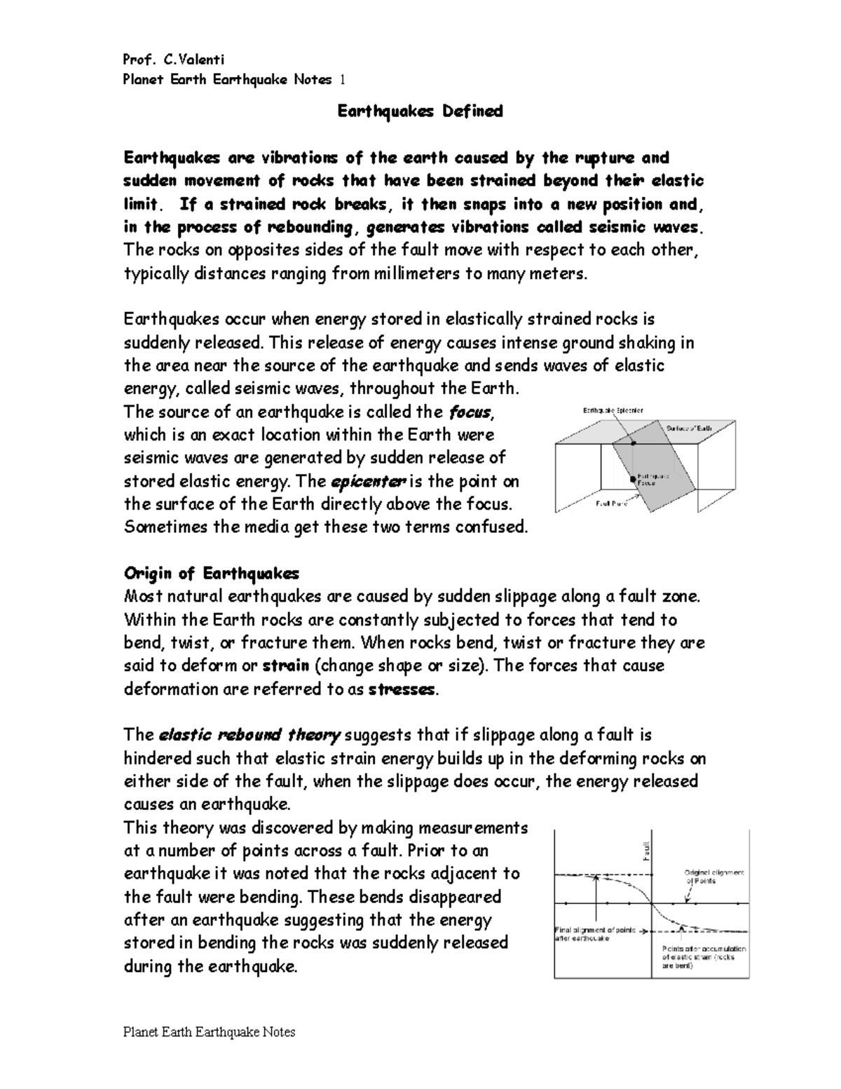 Planet Earth Earthquake Notes - Prof. C Planet Earth Earthquake Notes 1 ...