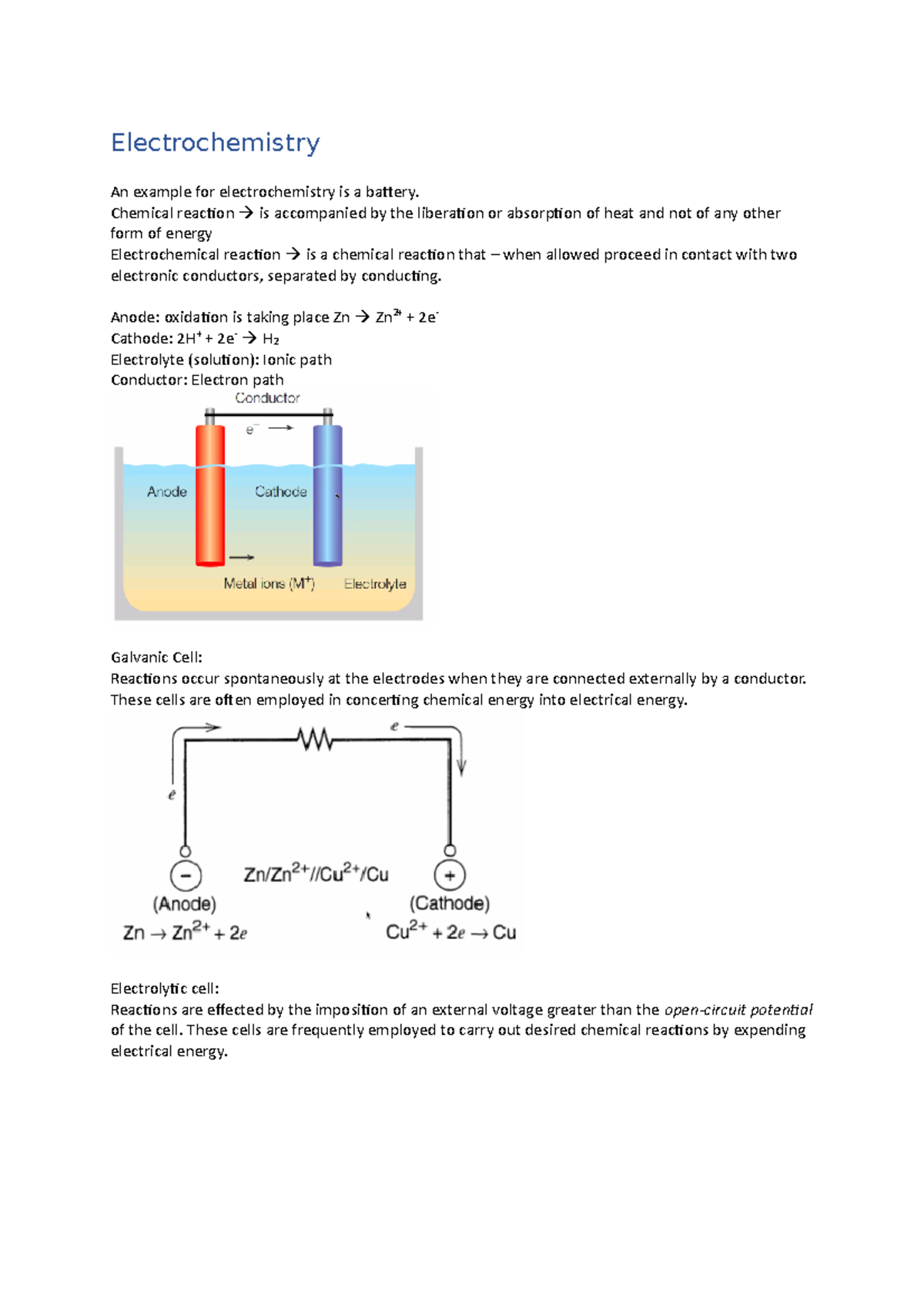 Electrochemistry lecture summary - Electrochemistry An example for ...