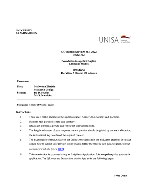 ENN1502 ASSESSMENT - Name : Siphosenkosi Buthelezi Student Number : Module Code : ENN Unique ...