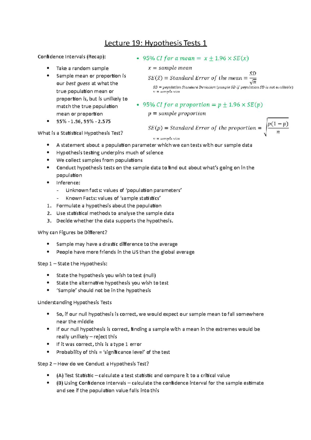 Lecture 19 - Hypothesis Tests 1 - What is a Statistical Hypothesis Test ...
