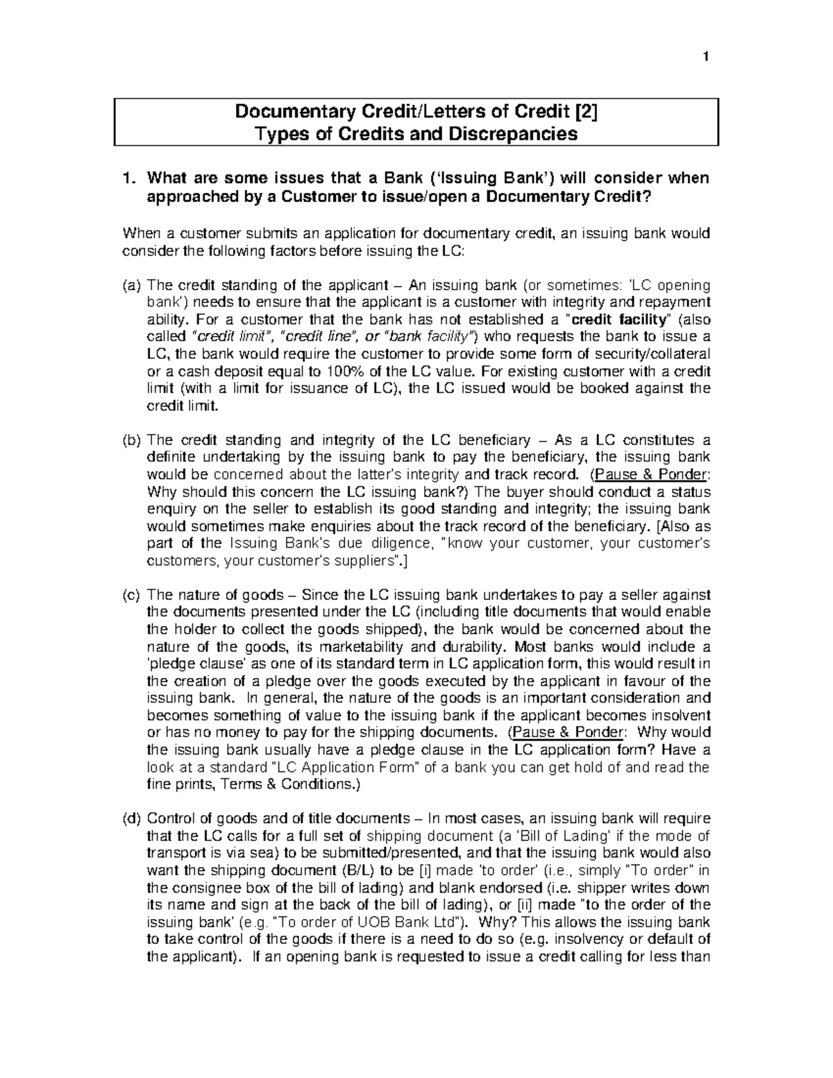 6.01 Documentary Credit (2) - Types of Credit y Discrepancies - Aug ...