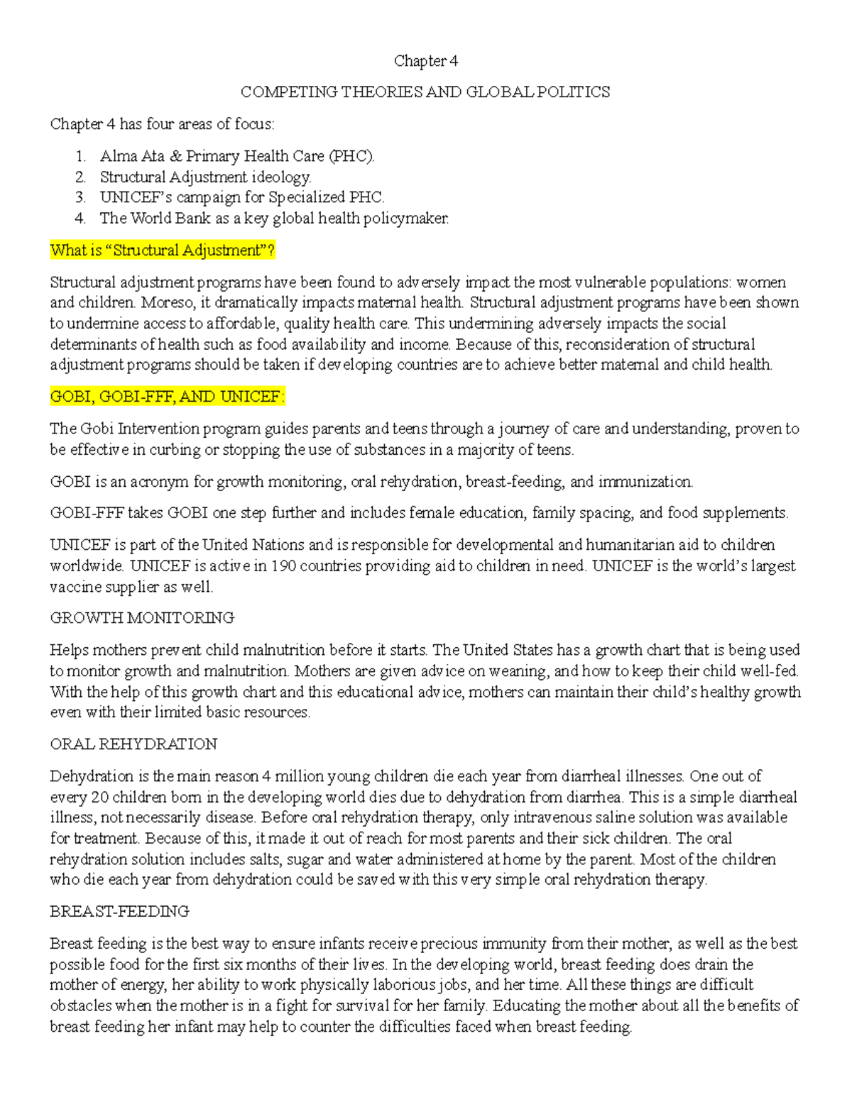 Chapter 4 notes - Reimagining Global Health - Chapter 4 COMPETING ...