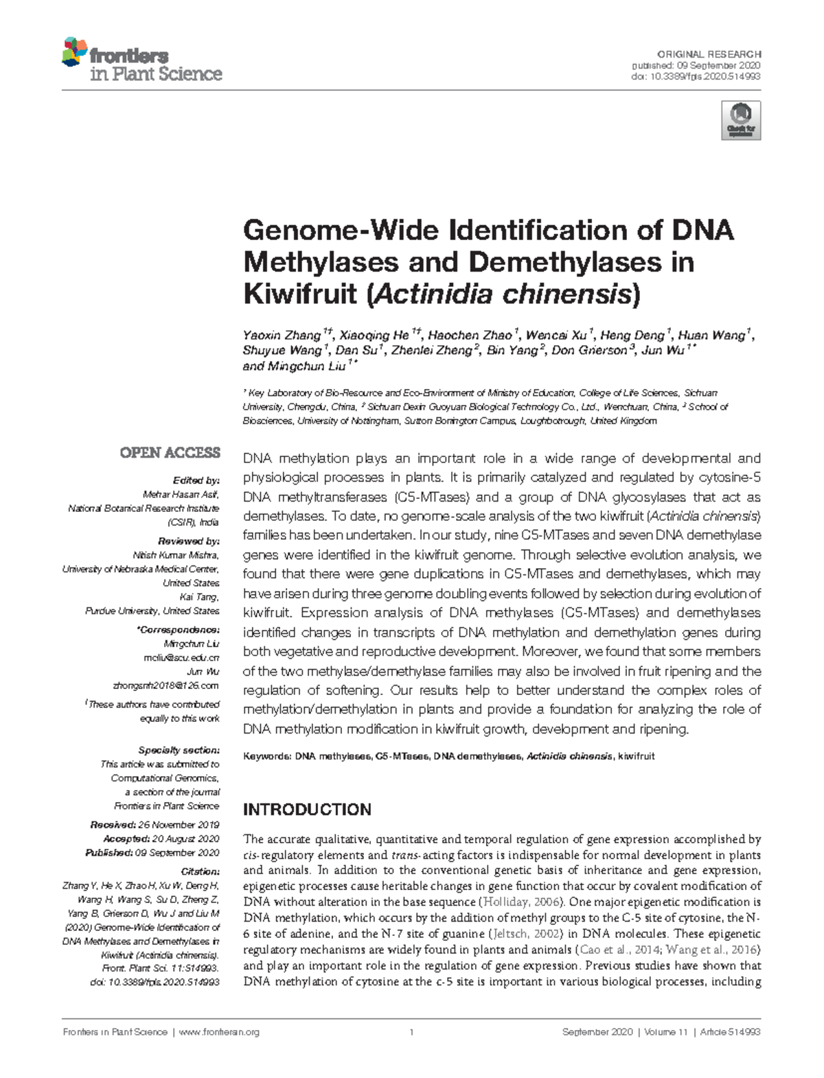 Kiwi - Buena - Genome-Wide Identification of DNA Methylases and ...