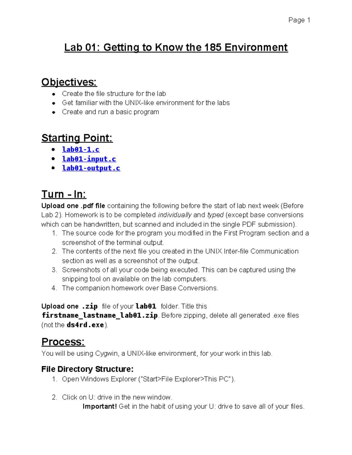 Lab 01 - Getting to Know the 185 Environment - Lab 01: Getting to Know the 185 Environment - Studocu