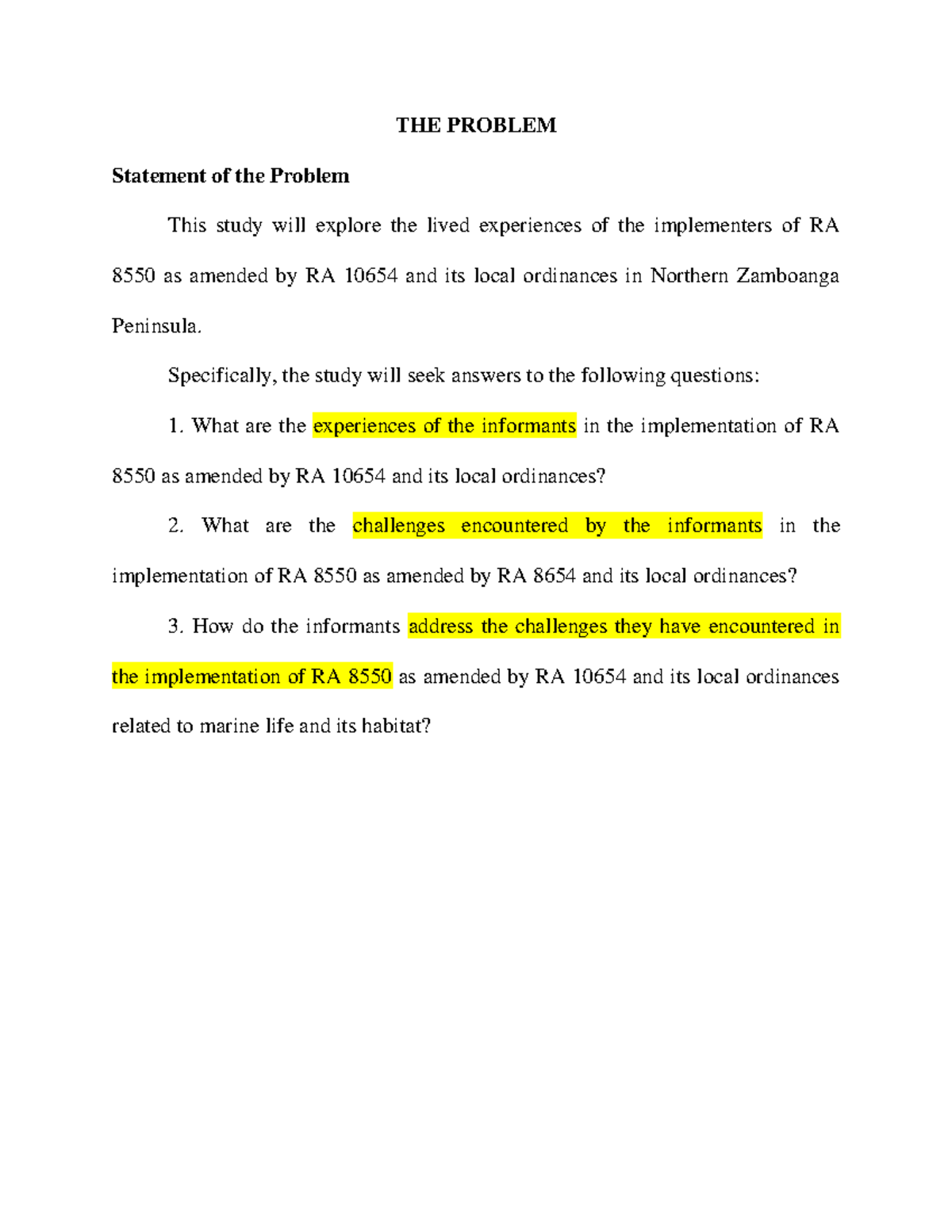 005-x Sample Research Problem Definition OF Terms ( Qualitative) - THE ...