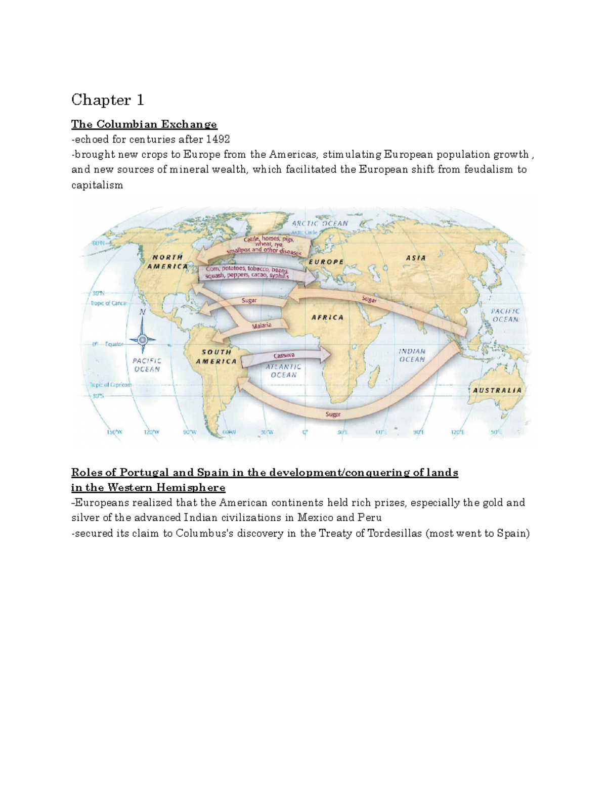 Chapter 1-5 Notes - Chapter 1 The Columbian Exchange -echoed for ...