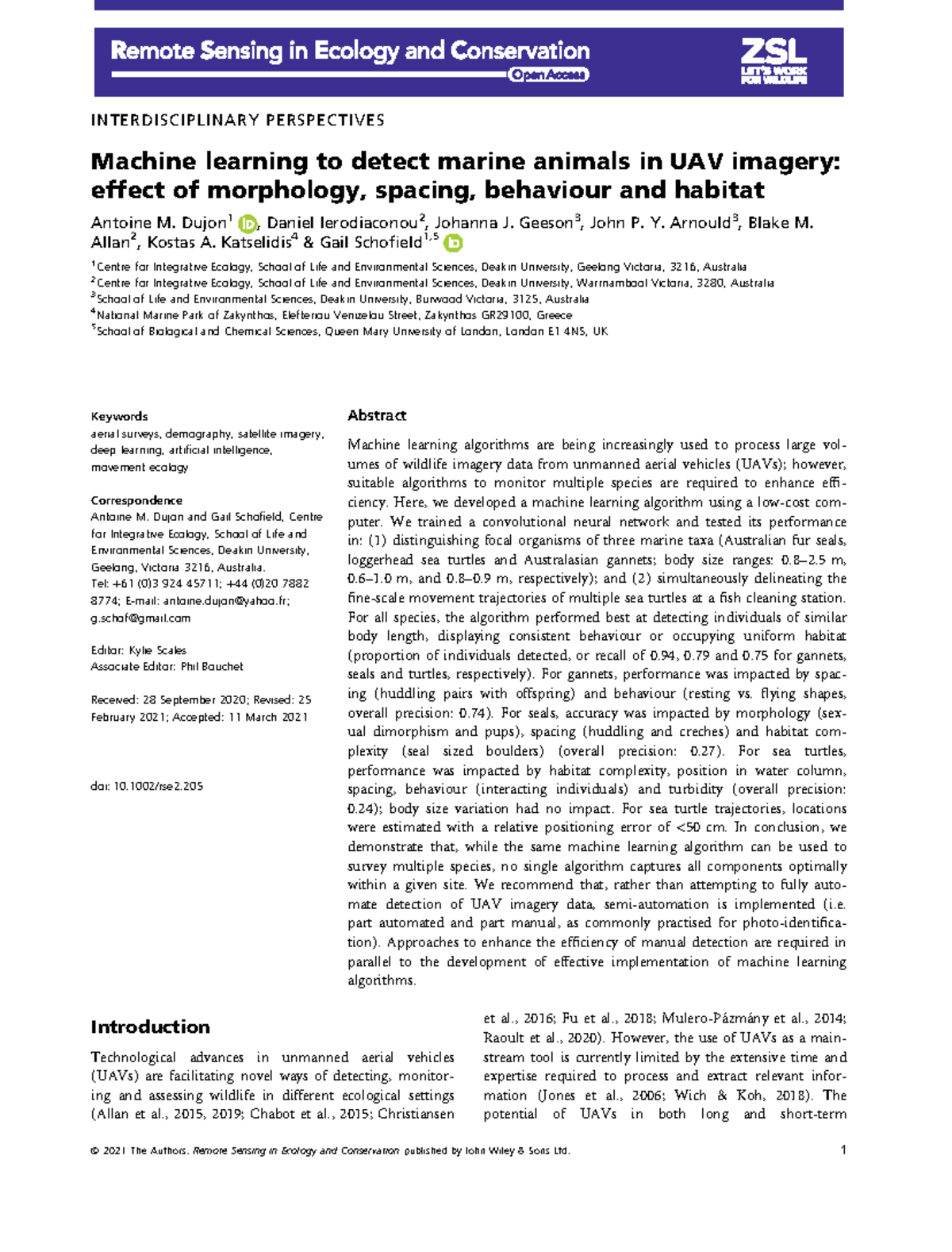 Dujon 2021 RSEC - INTERDISCIPLINARY PERSPECTIVES Machine learning to ...