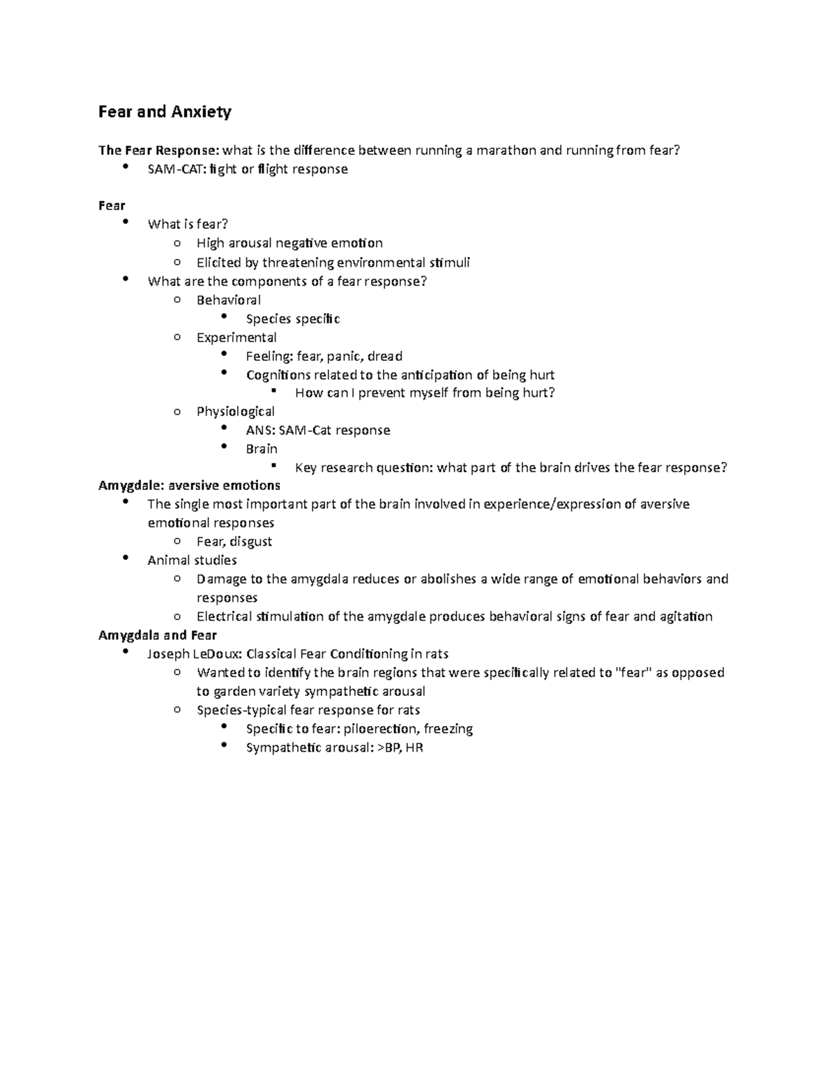 Fear and Anxiety - Fear and Anxiety The Fear Response: what is the ...