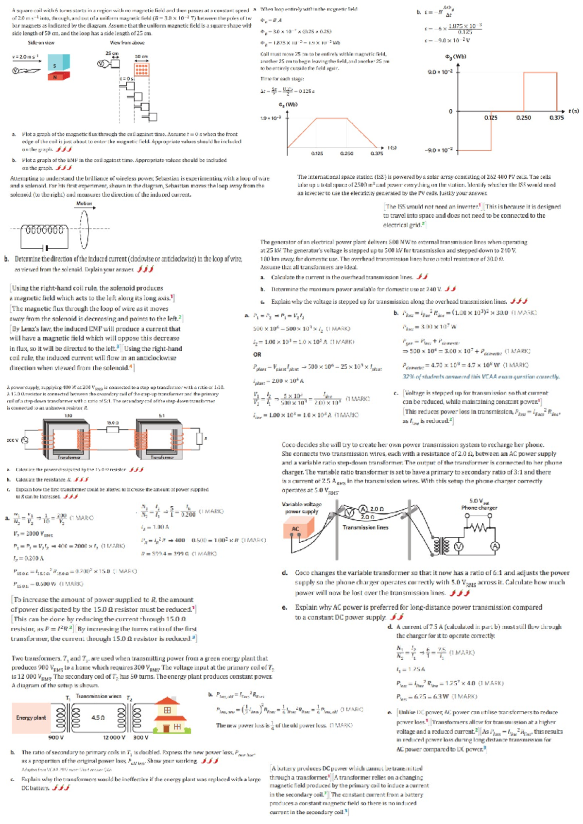 Physics cheat sheet - A square coil with 6 turns starts in a region with no magnetic field and ...
