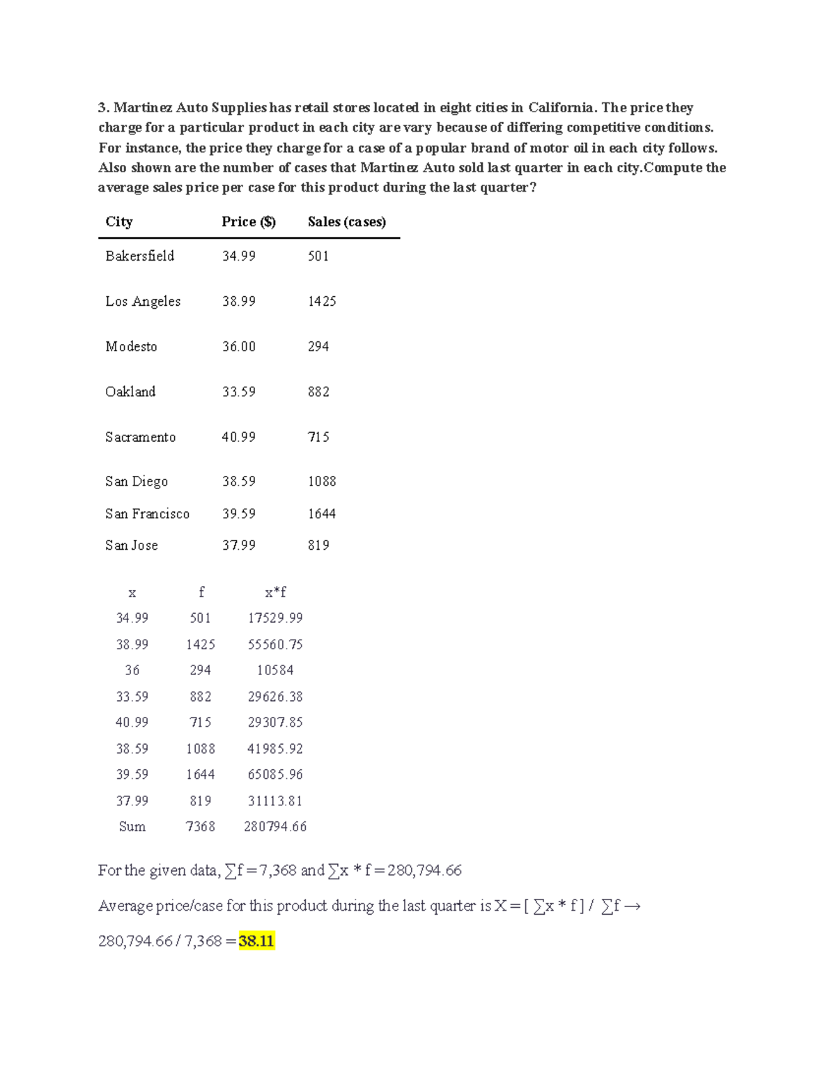 Mindtap Assignment 2 - 3. Martinez Auto Supplies has retail stores ...