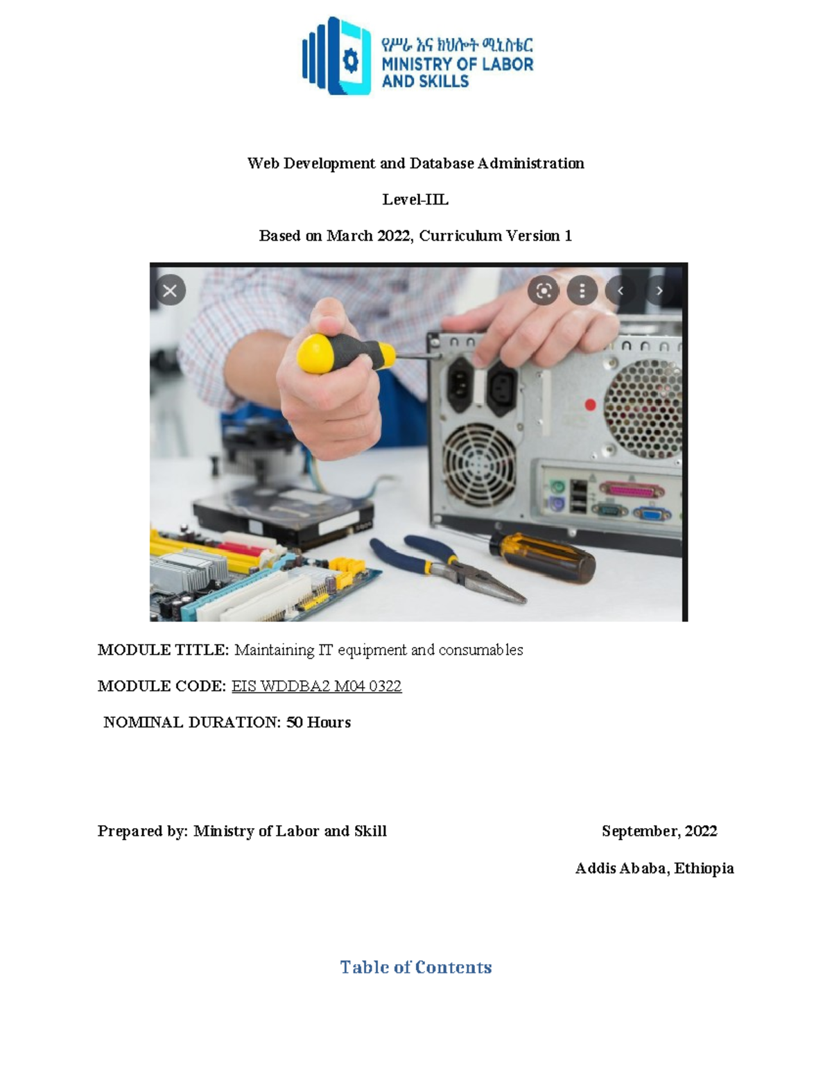 M04-Maintaining IT equipment - Web Development and Database Administration Level-IIL Based on ...