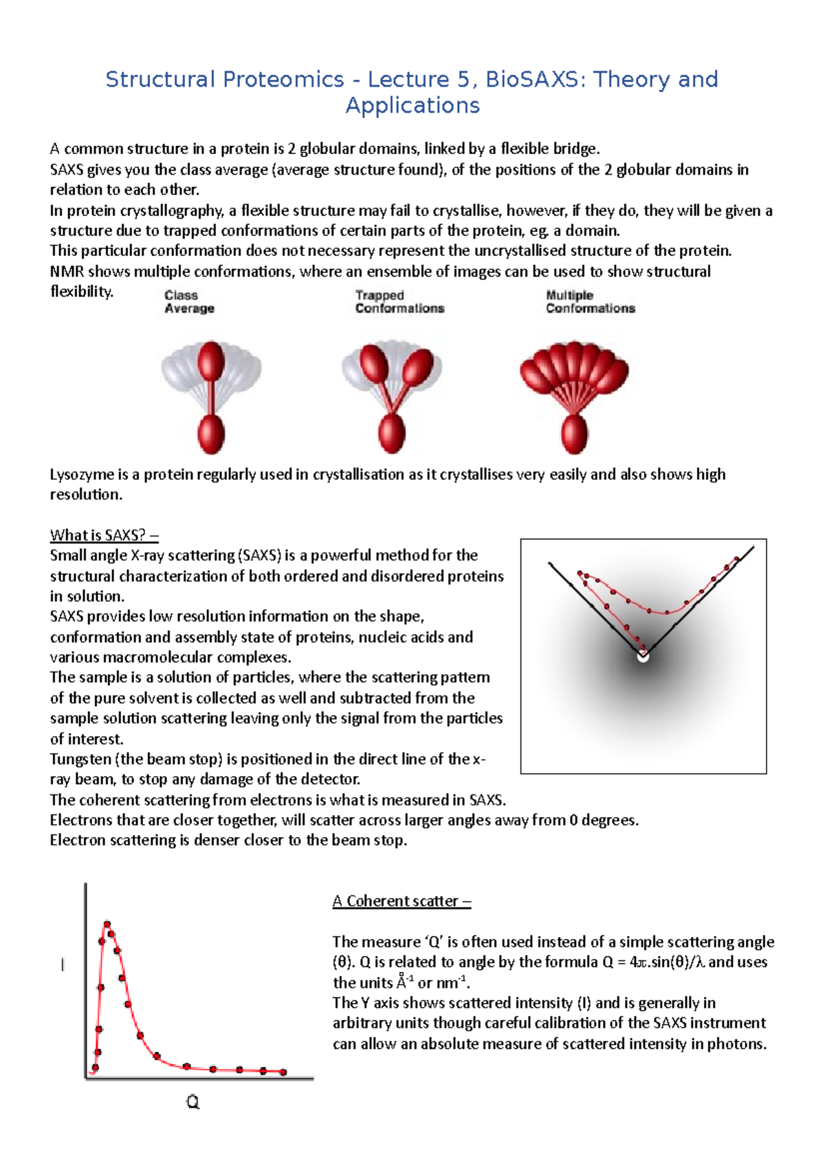 Structural Proteomics Lecture 5 - Structural Proteomics - Lecture 5 ...