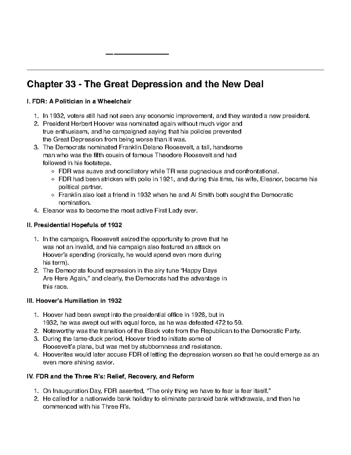 Chapter 33 - The Great Depression and the New Deal - FDR: A Politician ...