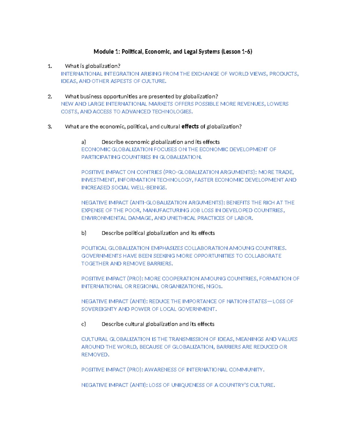 Module 1 Enhanced Study Guide - Module 1: Political, Economic, and ...