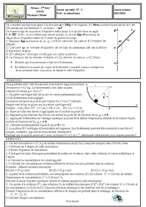 Exercices champ electrique non fini - Exercices II : Pendule ...