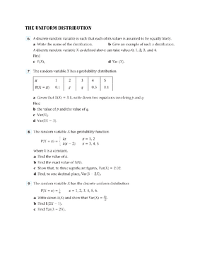 MAS 103 Lecture 8 - Assignment - ####### SOME SPECIAL RANDOM VARIABLES These are random ...