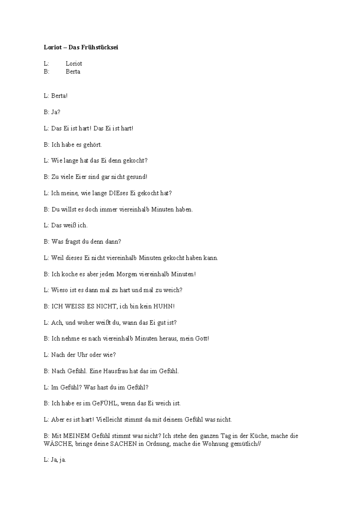 Loriot-Das Frühstücksei - Loriot – Das Frühstücksei L:B: LoriotBerta L ...