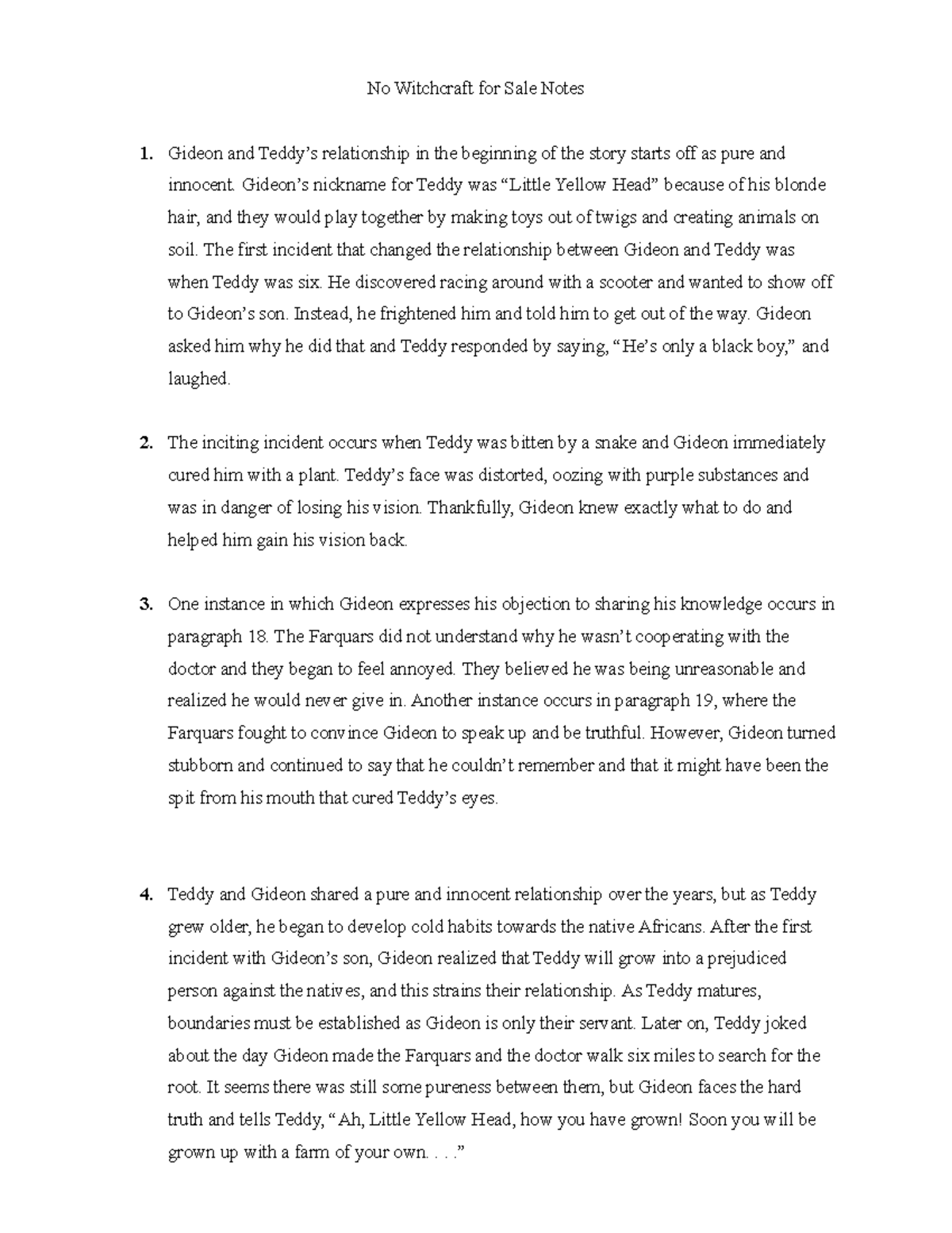 No Witchcraft for Sale Questions - No Witchcraft for Sale Notes 1 ...