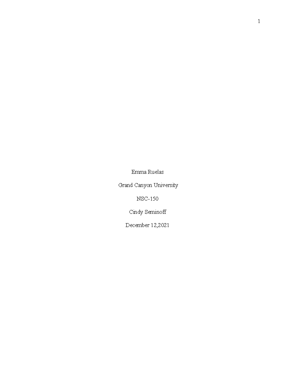 Culumative Wellness Assignment E.Ruelas - Emma Ruelas Grand Canyon ...