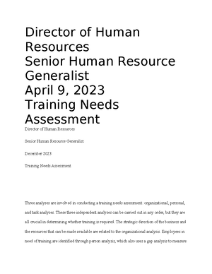 HRM 350 5-2 Project 1 - Project One Southern New Hampshire University ...