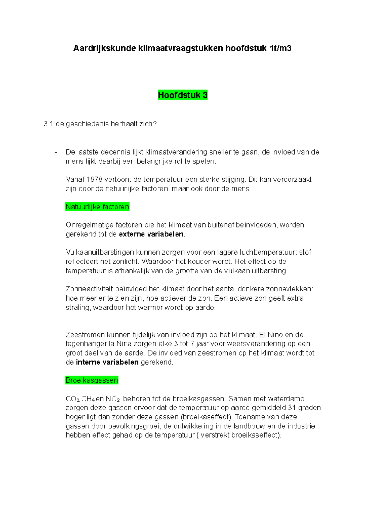 Ak Klimaatvraagstukken Aardrijkskunde Klimaatvraagstukken Hoofdstuk
