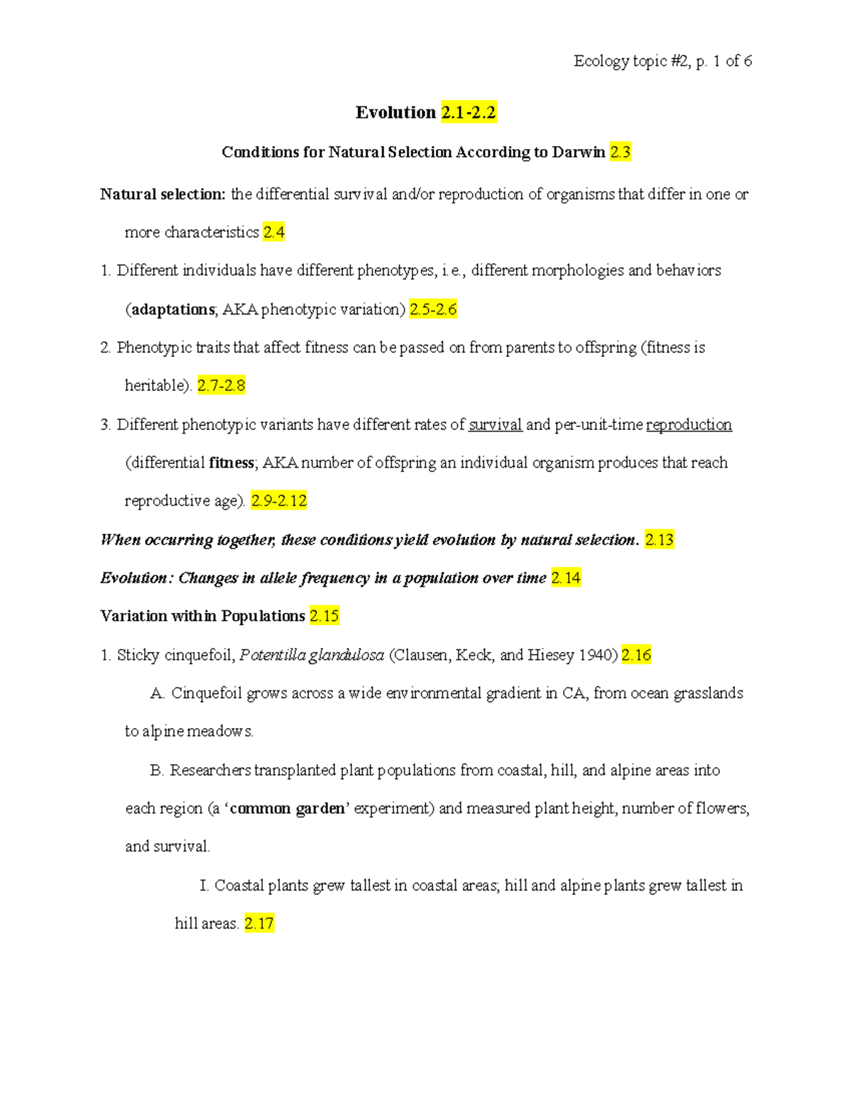 2. Evolution outline (262) - Evolution 2-2. Conditions for Natural ...