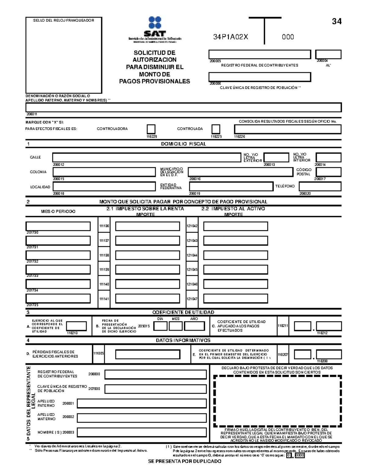 Formato-341 - formato sat - . SOLICITUD DE AUTORIZACION PARA DISMINUIR ...