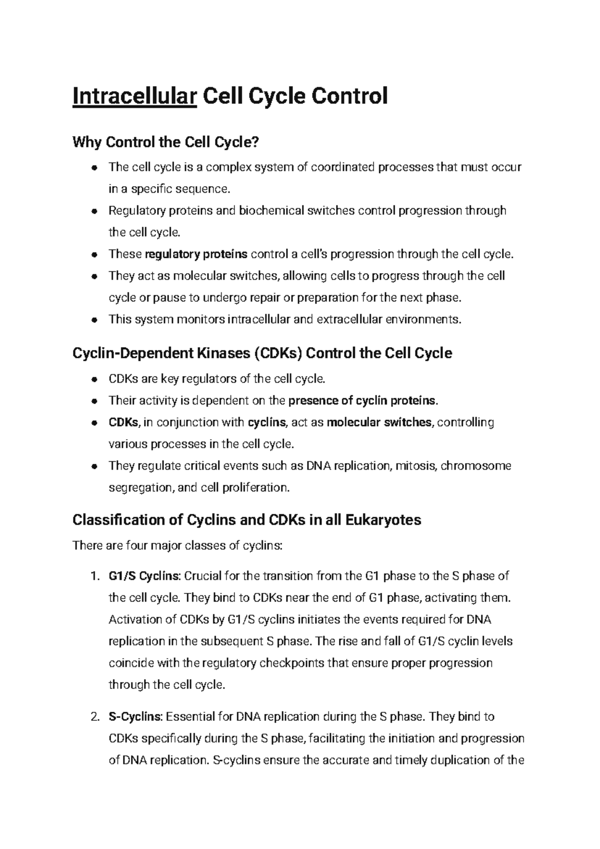 Good BIO 3153 the cell cycle notes - Intracellular Cell Cycle Control ...