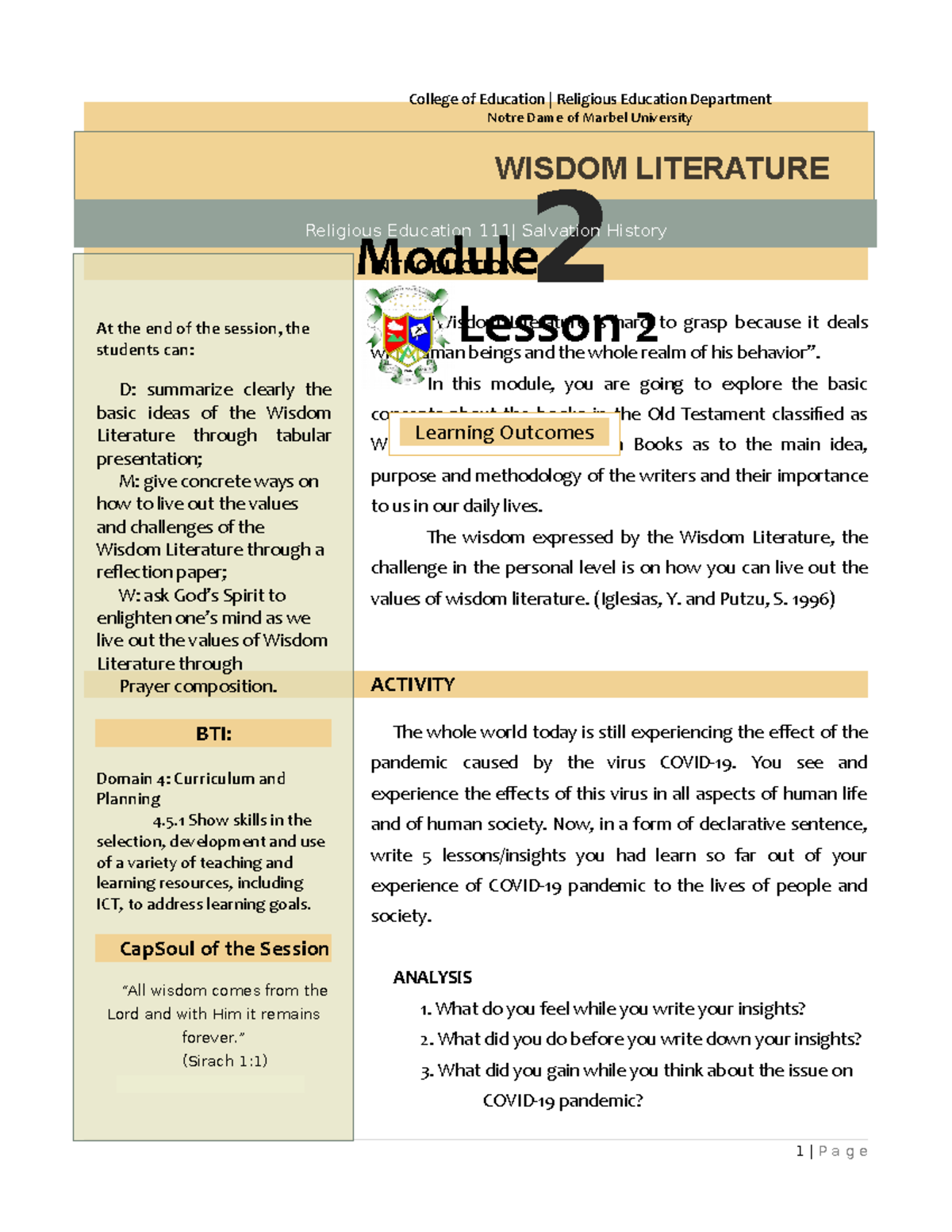 M2-L2-Wisdom-books - HELPFUL - INTRODUCTION “Wisdom Literature is hard ...