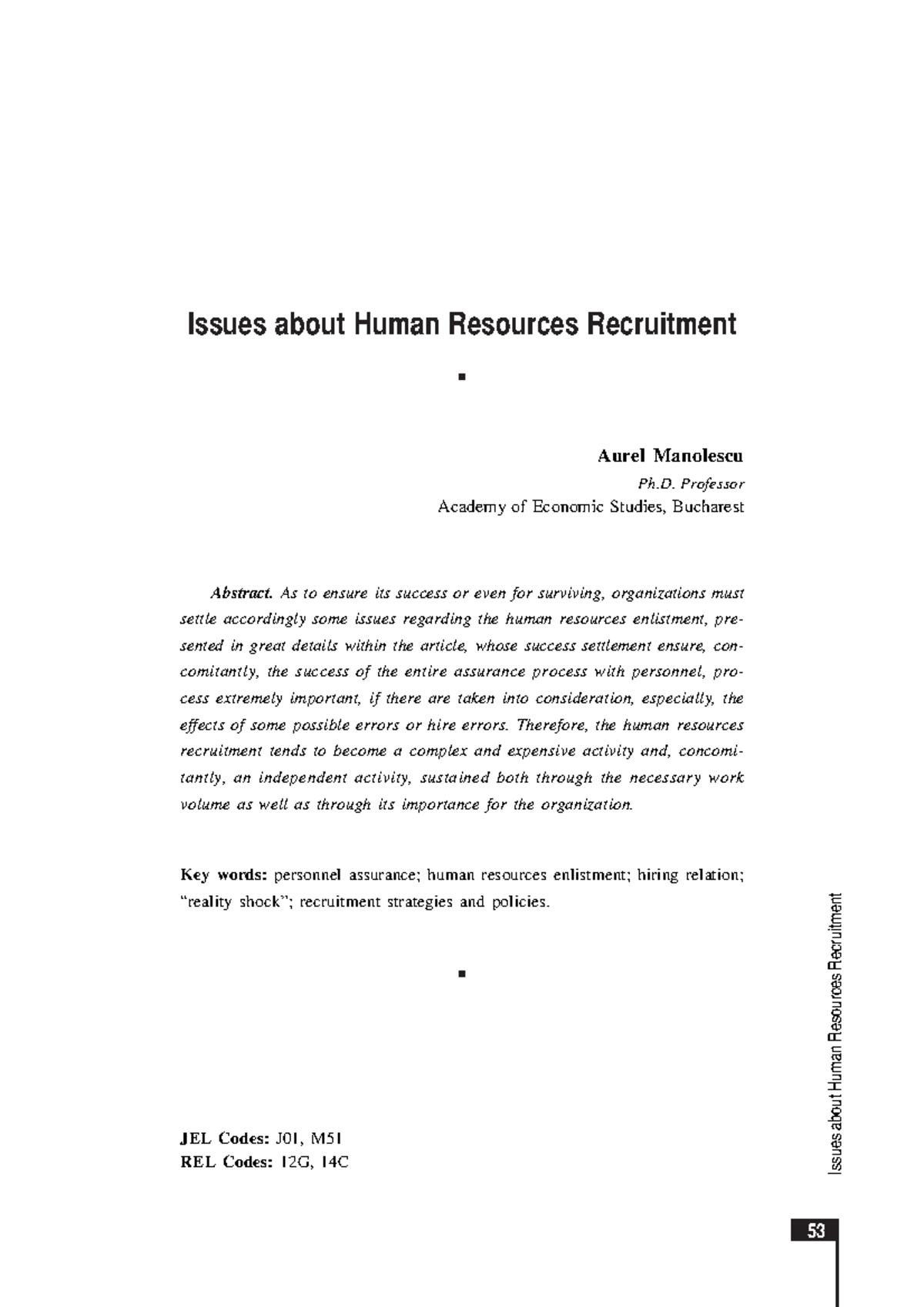 Industrial Psychology - Issues about Human Resources Recruitment Issues ...
