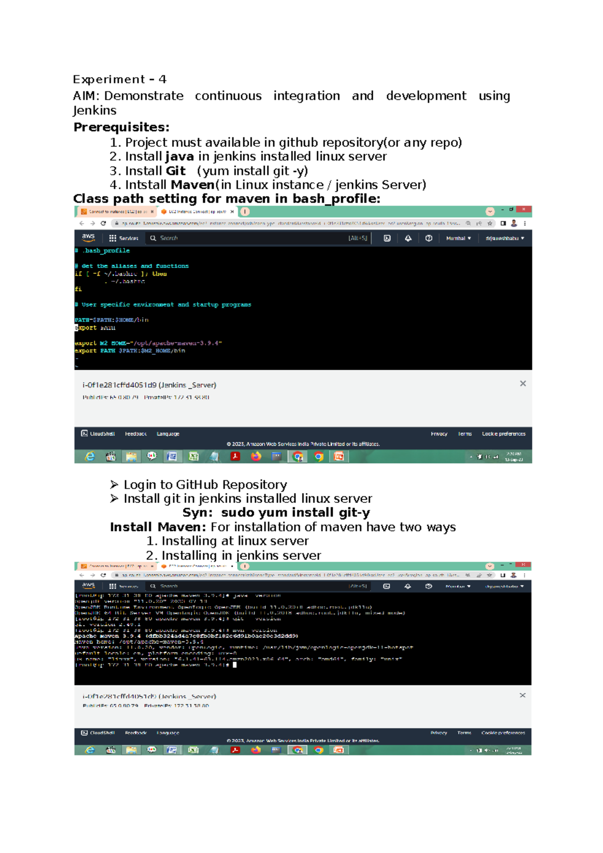 Experiment -4 - Experiment – 4 AIM: Demonstrate continuous integration and development using ...