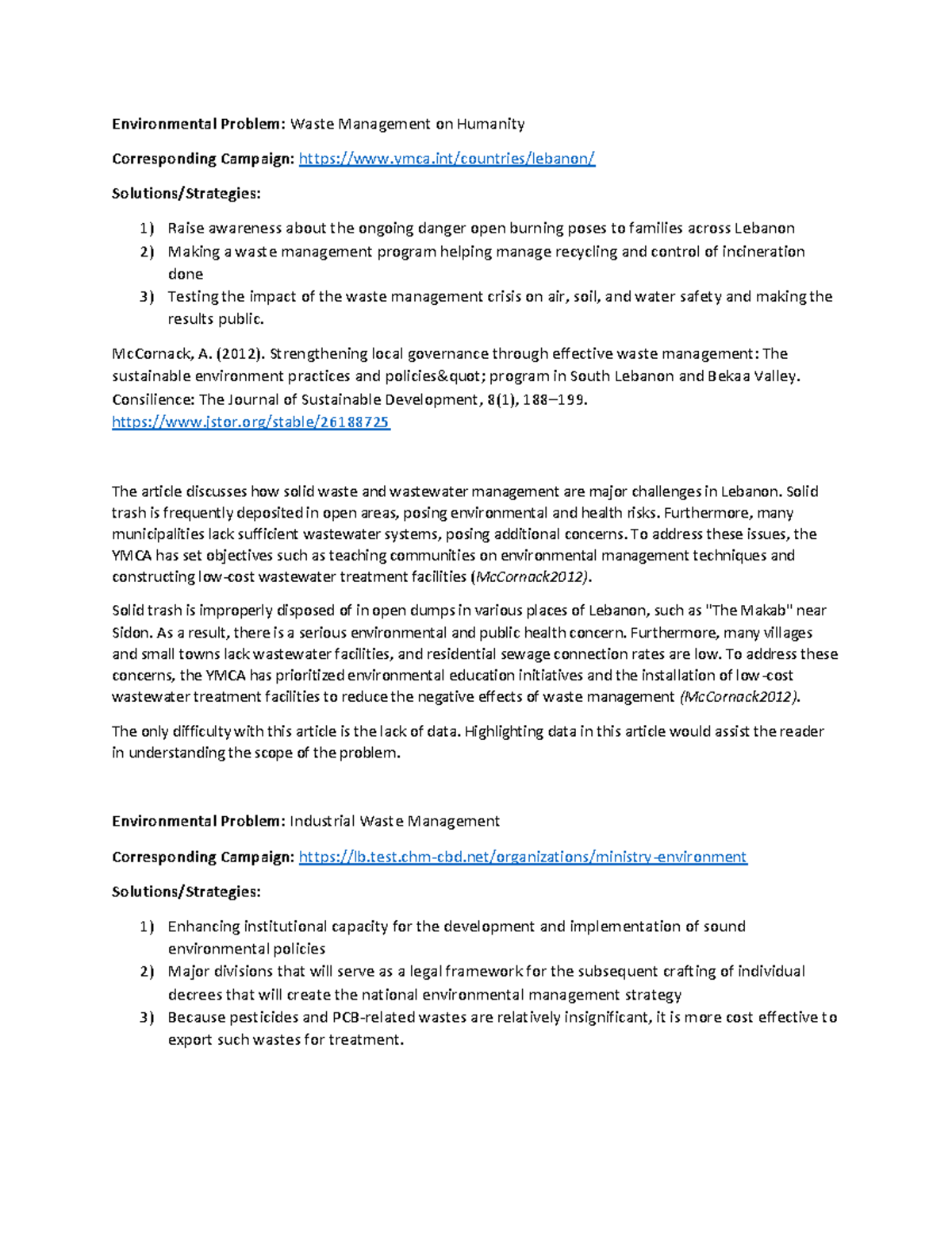 Annotated Bibliography - Environmental Problem: Waste Management on ...