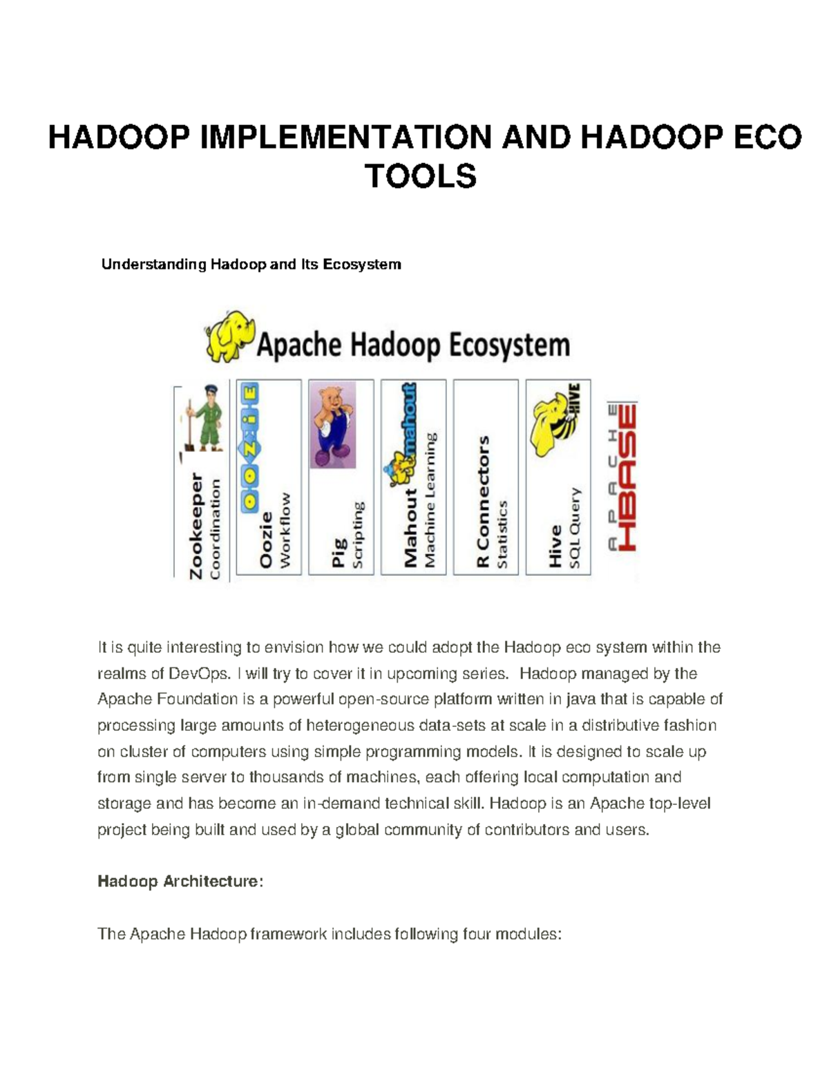 Hadoop Implementation AND Hadoop ECO Tools - Big Data Analytics - GTU ...