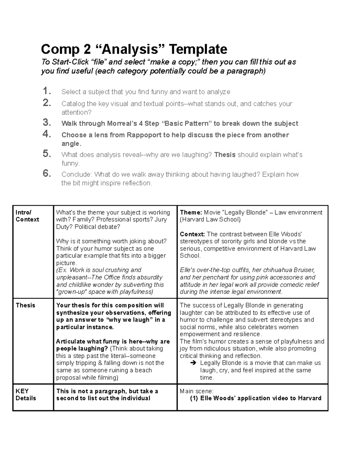 Hum2-Analysis Template - Comp 2 “Analysis” Template To Start-Click ...