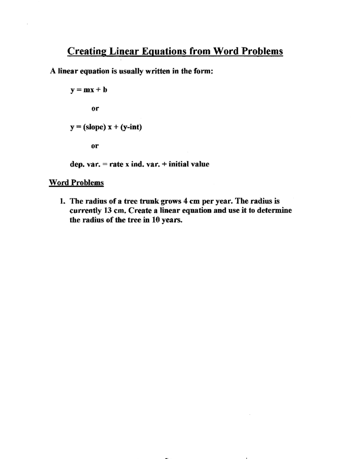 Mfm2p creatingequationsfromwordproblems - Math 125.3 - Studocu