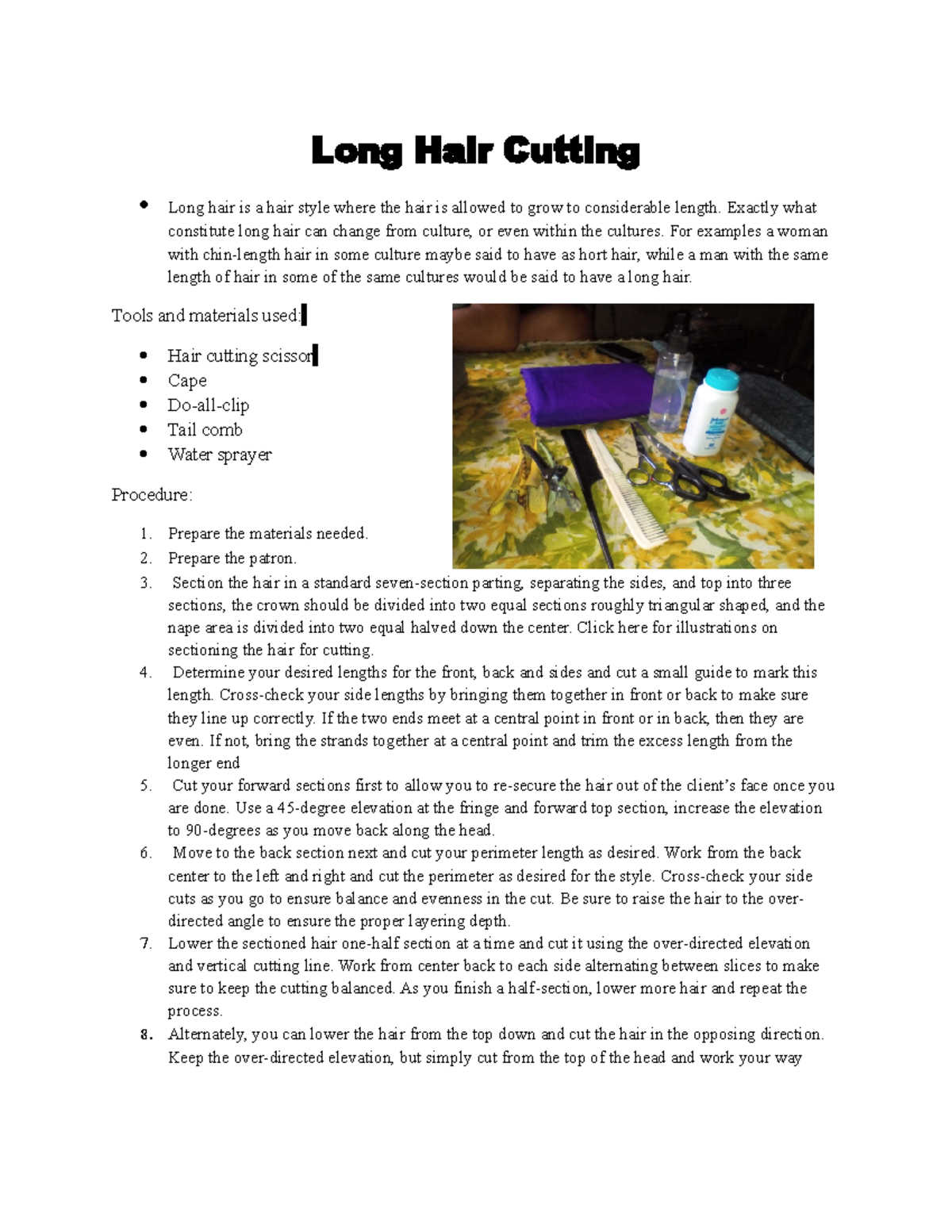 Beautycare practices - Long Hair Cutting Long hair is a hair style ...