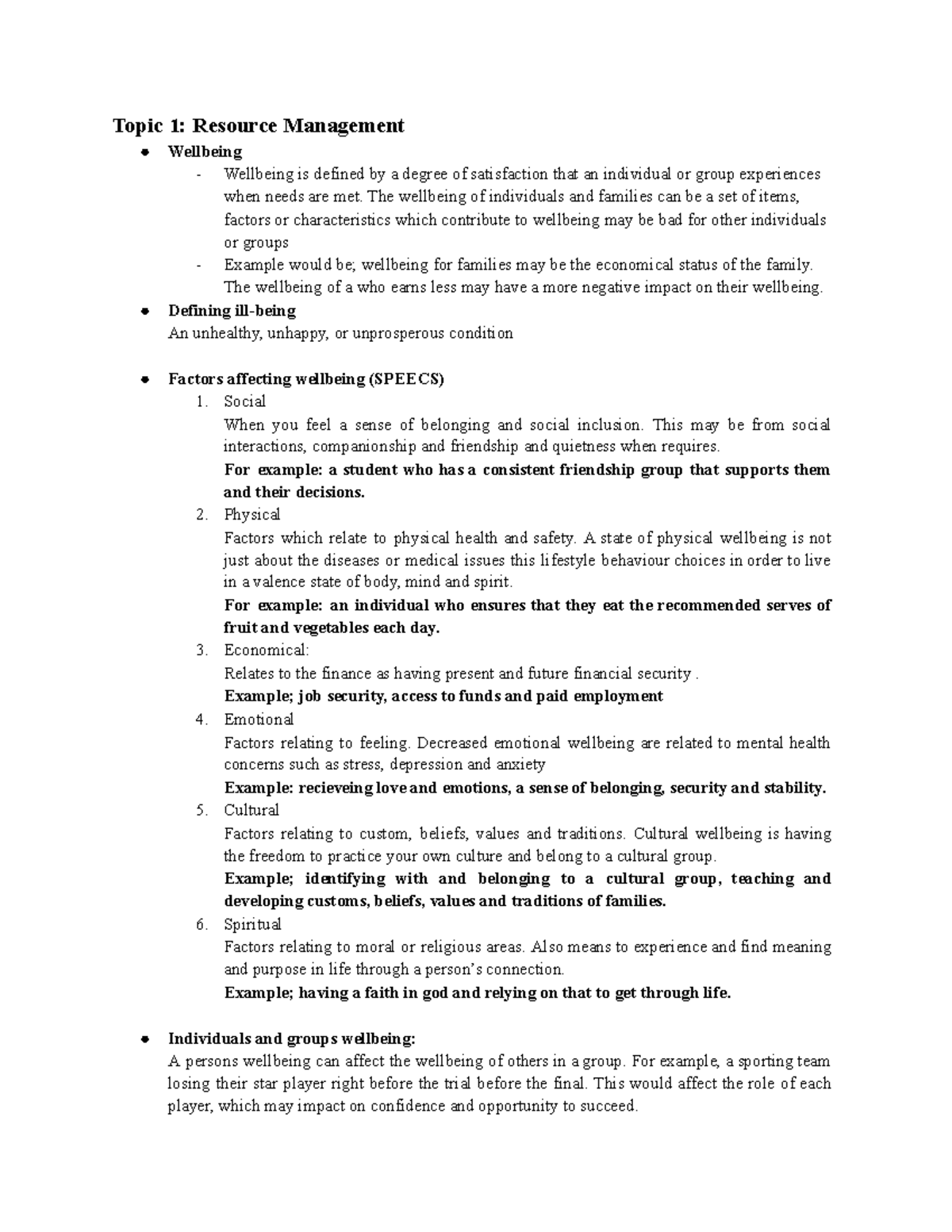 Prelim notes CAF's - just topic one of resource management - Topic 1 ...