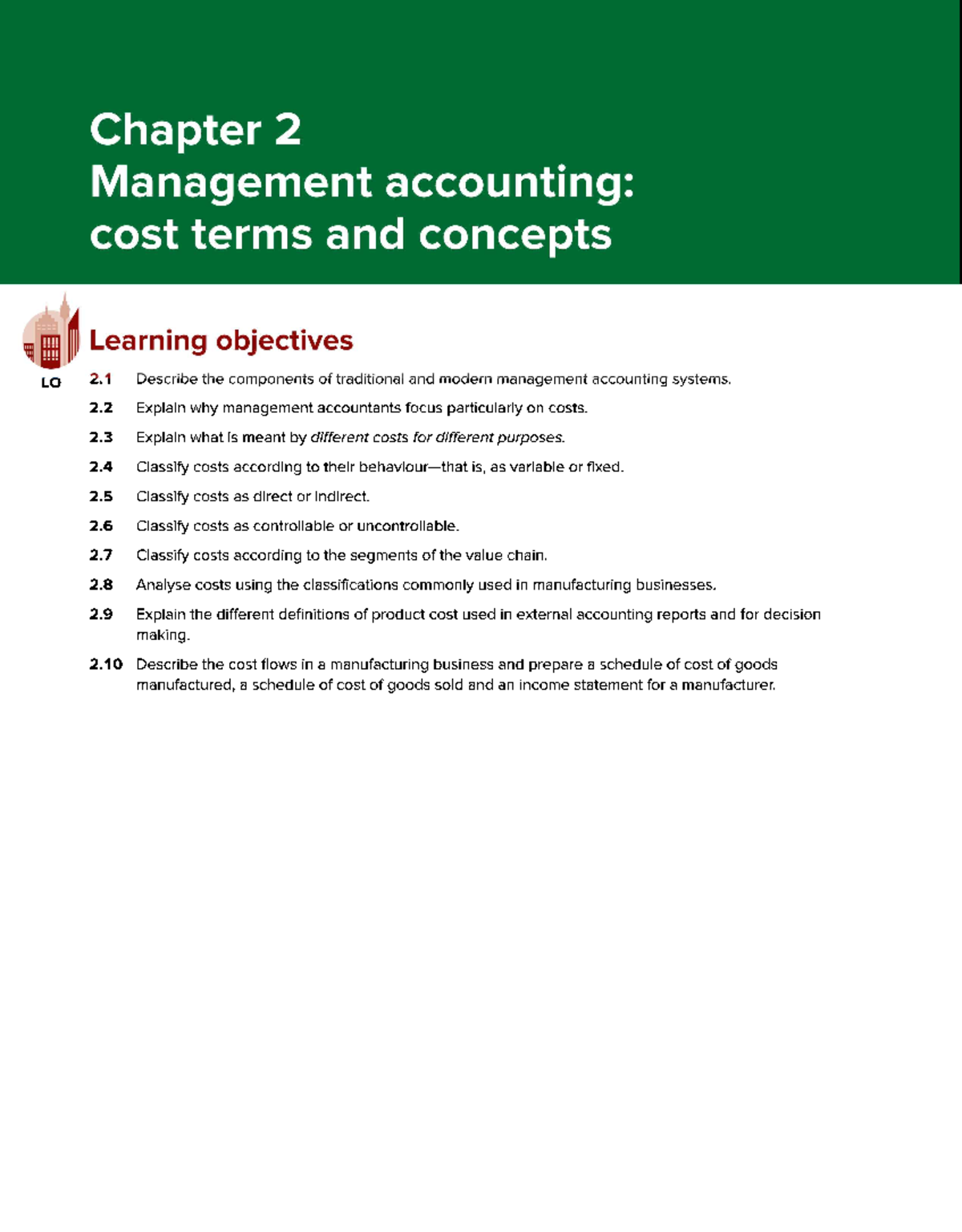 MAF651 Textbook CHAP 2 - REF - Chapter 2 Management accounting: cost ...