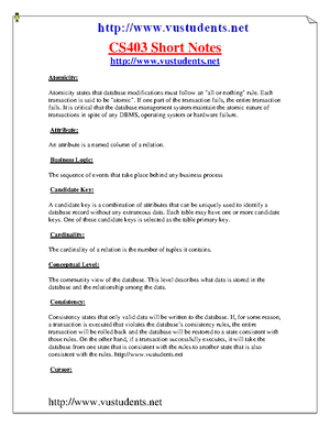 CS403 P Lab Manual - Lab Manual CS403P – Database Management Systems (Practical) Lab No. Lab ...