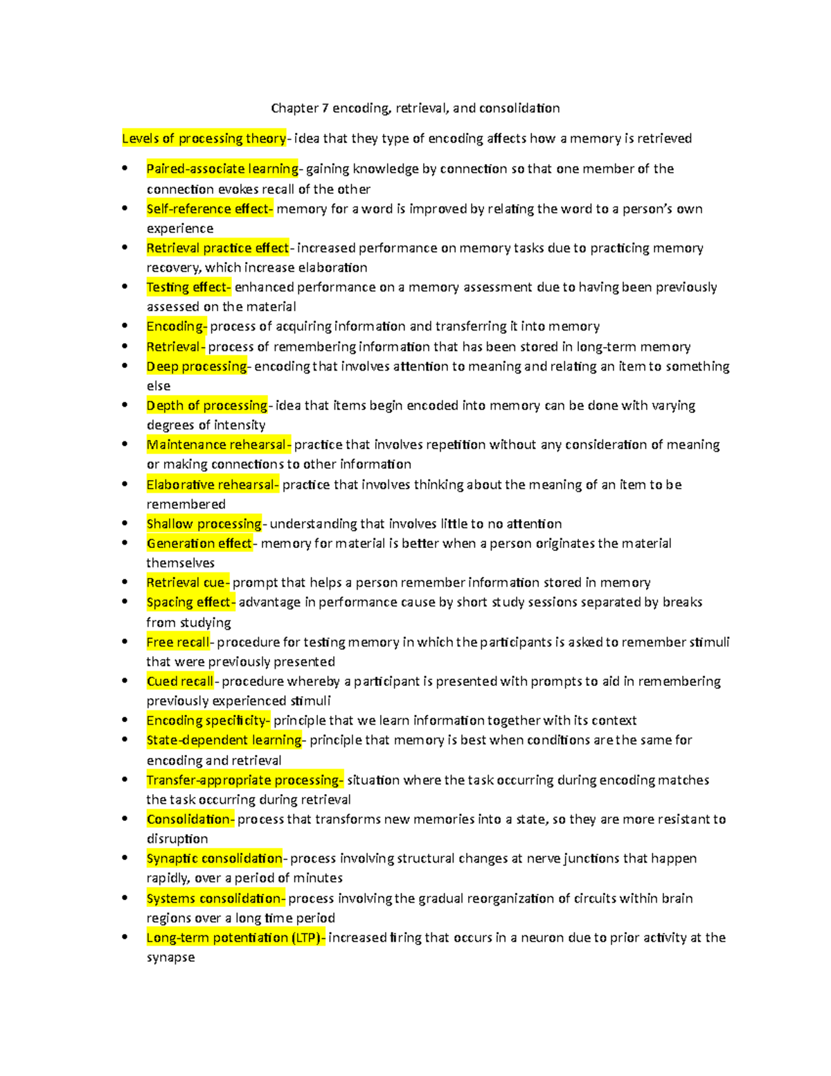 Chapter 7 encoding - Chapter 7 encoding, retrieval, and consolidation Levels of processing ...