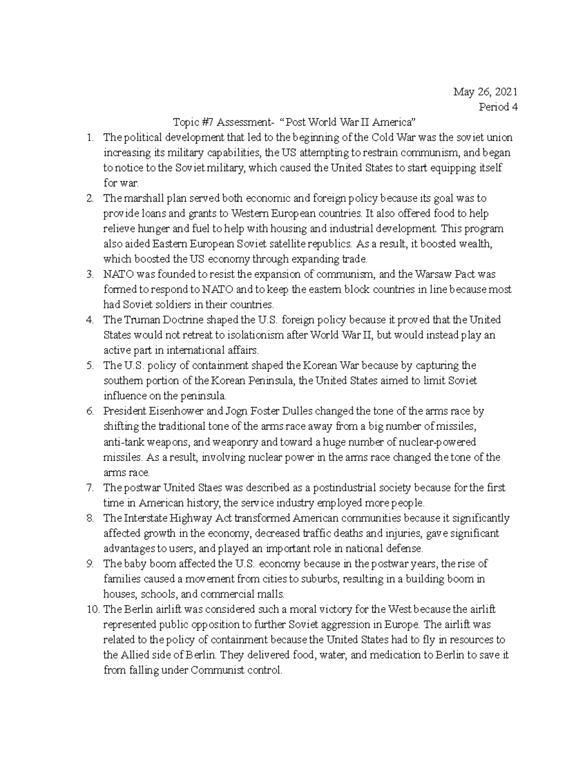 Topic 7 Assessment - US History - May 26, 2021 Period 4 Topic #7 ...