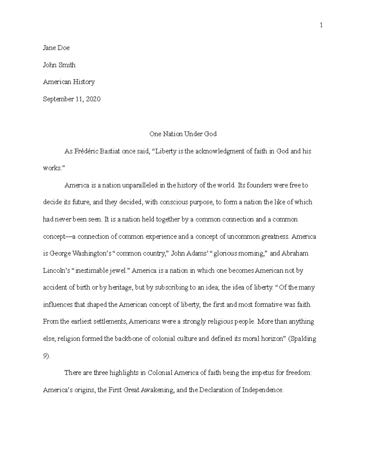 Research Paper - Colonial America - Jane Doe John Smith American ...