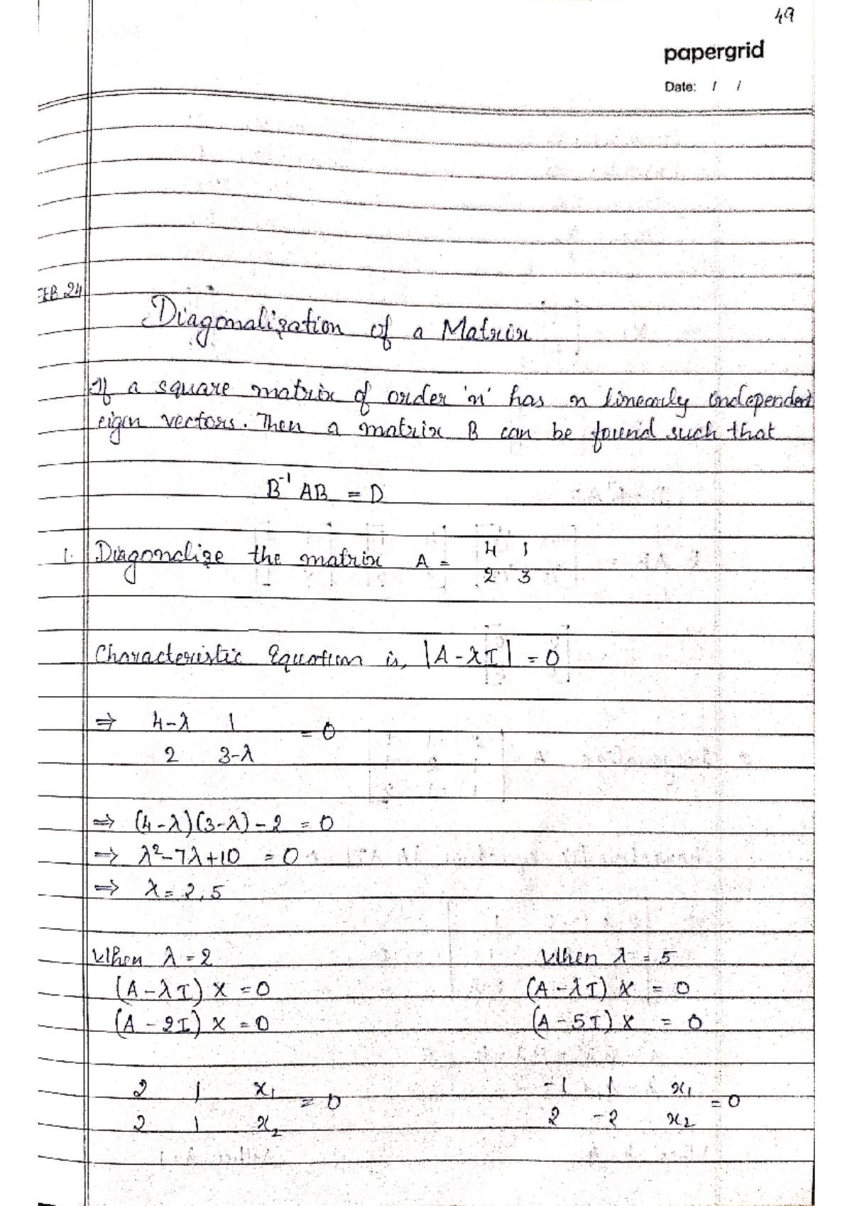 Module 2 - given imp notes - 49 papergrid Date: FEB 24 Diagonalisation ...